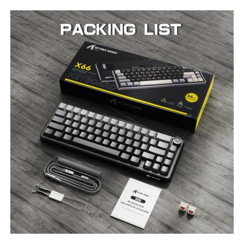 Attack Shark X66 Wireless Mechanical Keyboard - Grey – Zaytoona.com Iraq